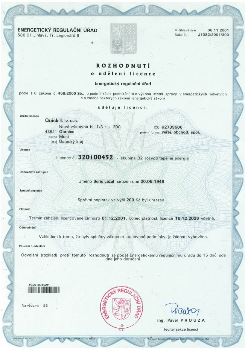 Quick I - Provoz bytového a tepelného hospodaření